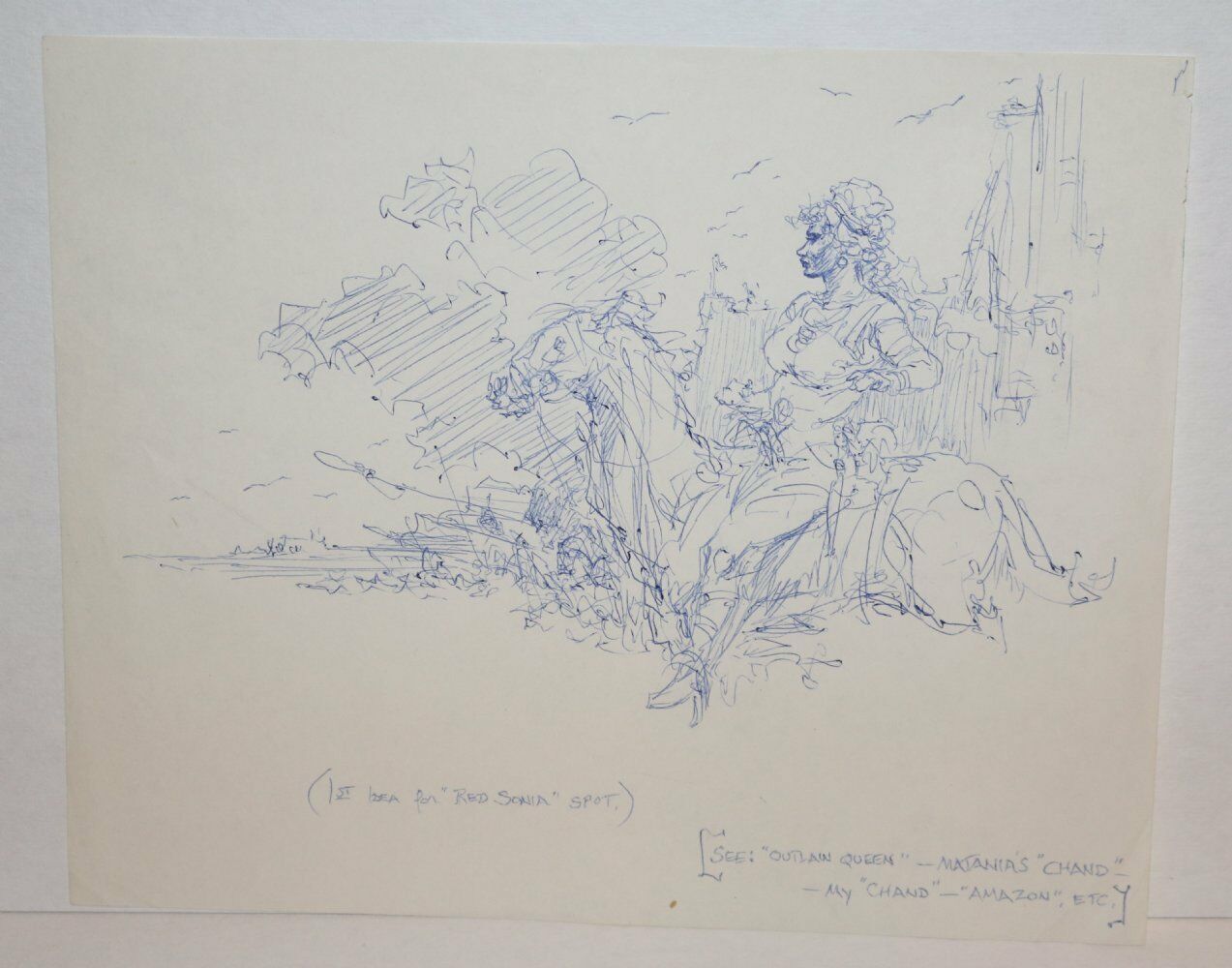 Red Sonja on Horse Ink Art with Notes by RGK art by Roy Krenkel | Comic ...