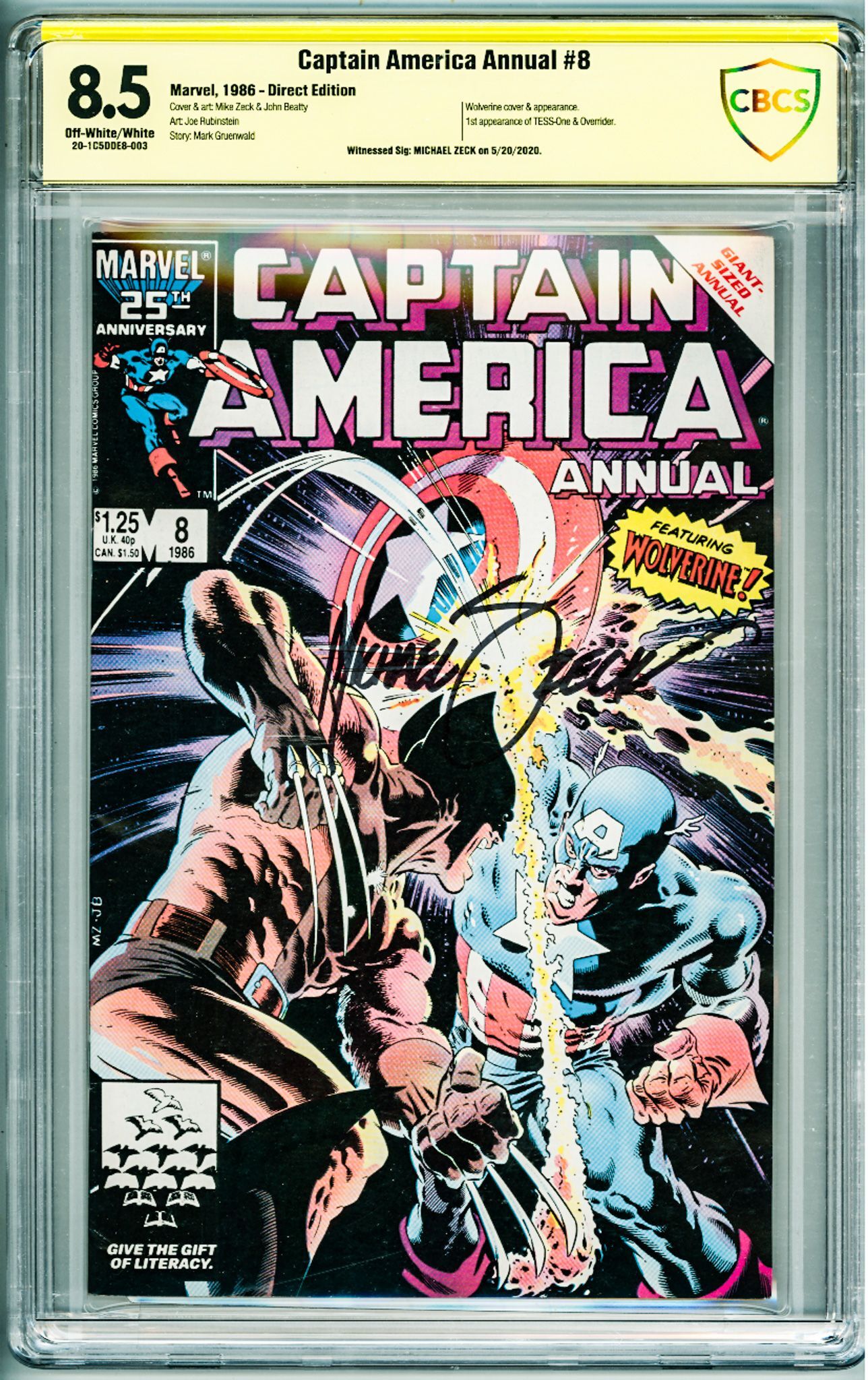 Captain America Annual #8 (1986) CBCS Signature 8.5! Signed by Michael ...