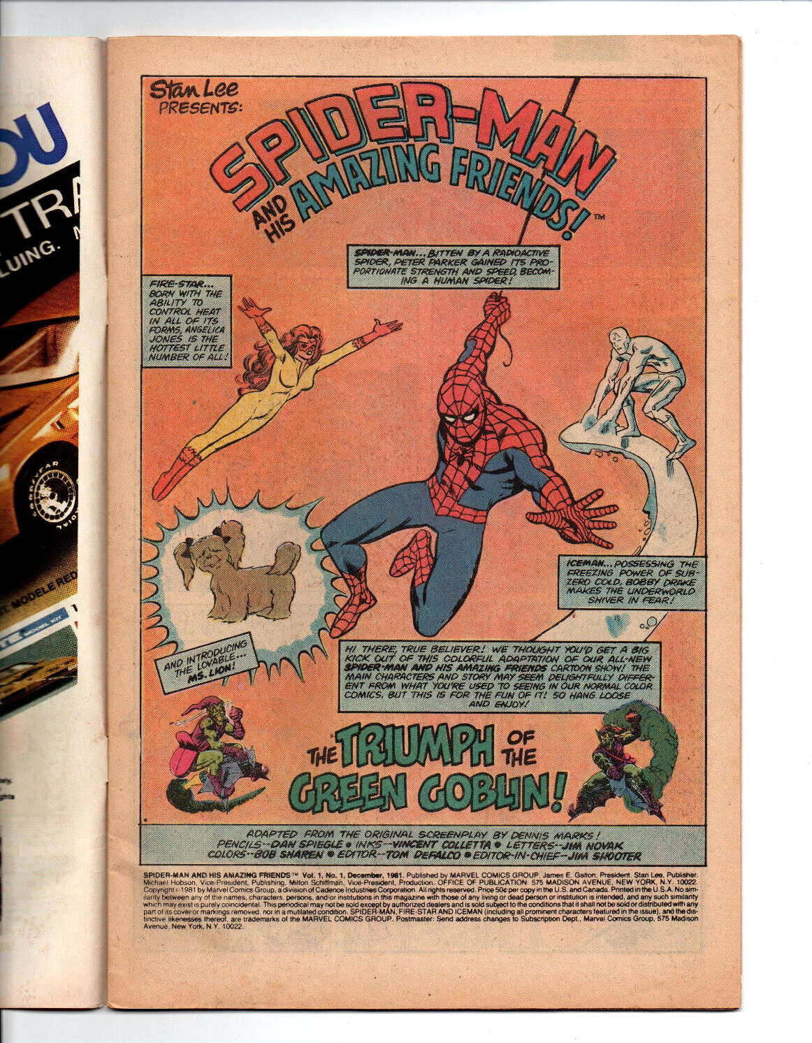 Spider-Man & His Amazing Friends #1 newsstand - 1st app Firestar - 1981 ...