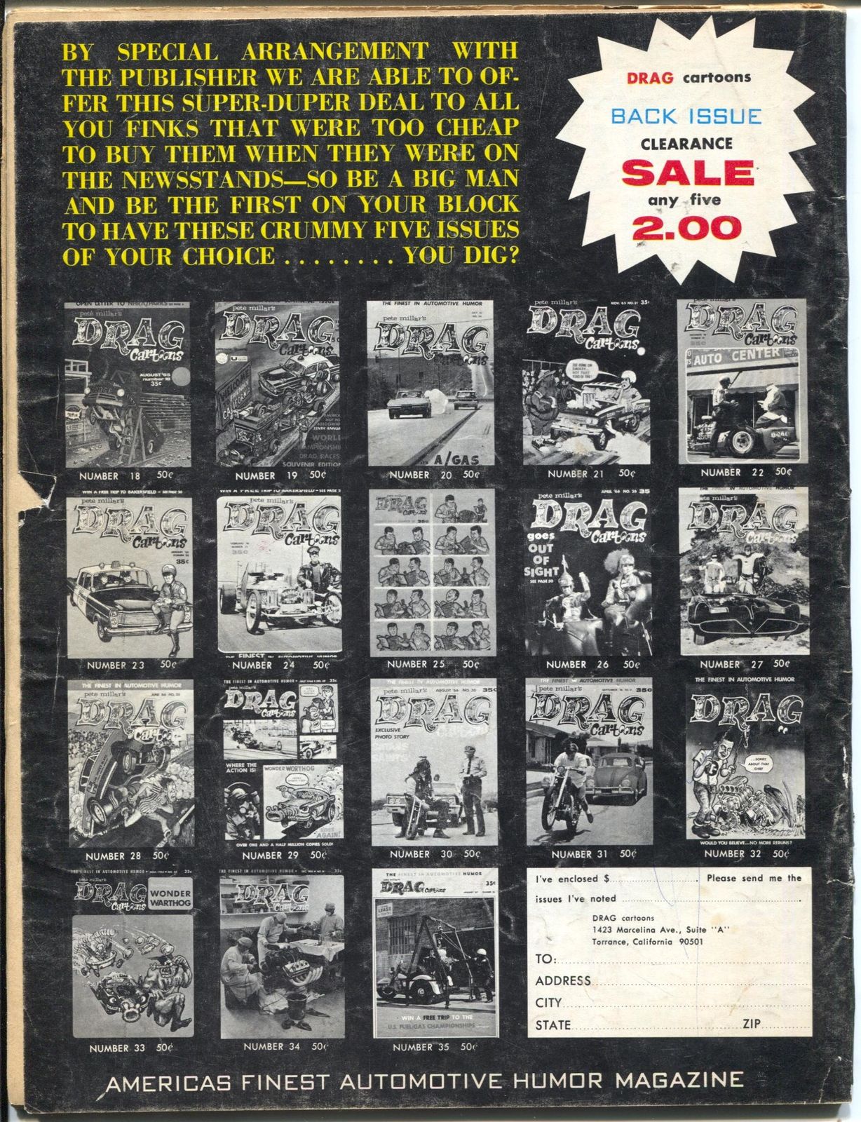 Drag Cartoons #36 1967-Millar-hot rod cartoons-Wonder Warthog-VG ...