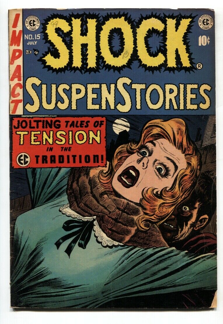 Shock SuspenseStories #15 1954-EC violent choking cover-Pre-Code horror ...
