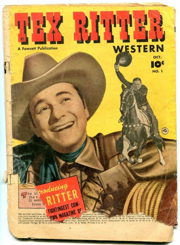 Tex Ritter Western #1 1950- Rare Golden Age Fawcett | Comic Books ...