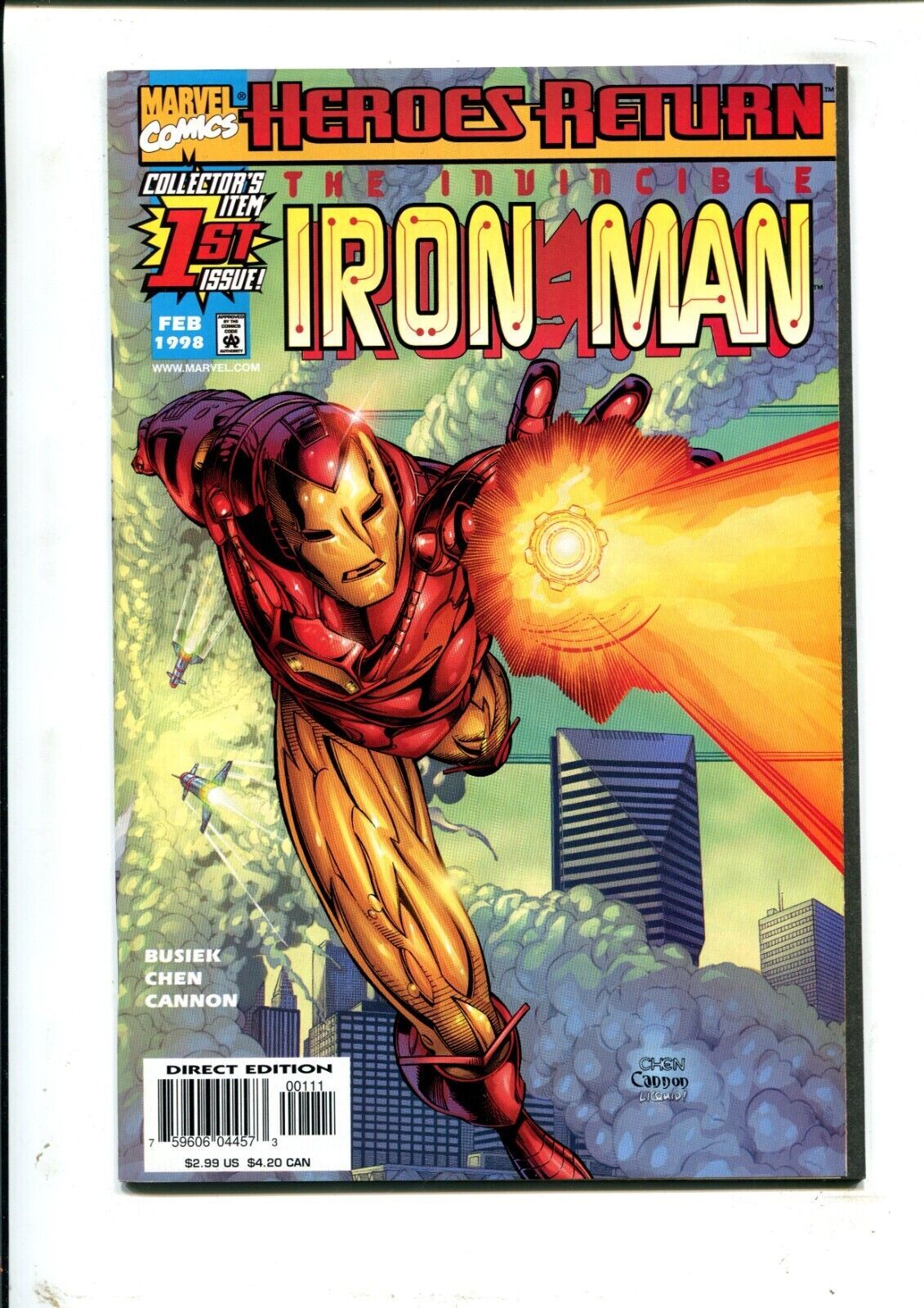 Iron Man #1 - Sean Chen, Eric Cannon Cover Art. (9.2 OB) 1998 | Comic ...