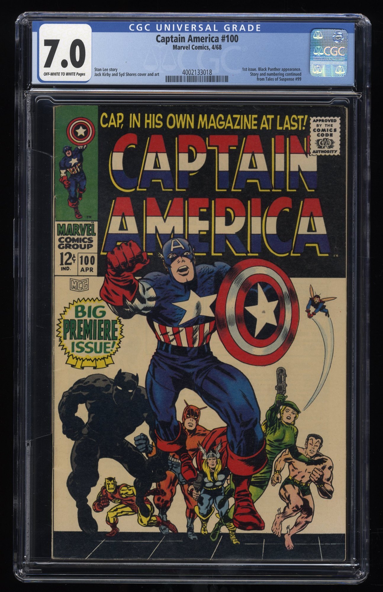 Captain America #100 CGC FN/VF 7.0 1st Issue! Black Panther Appearance ...