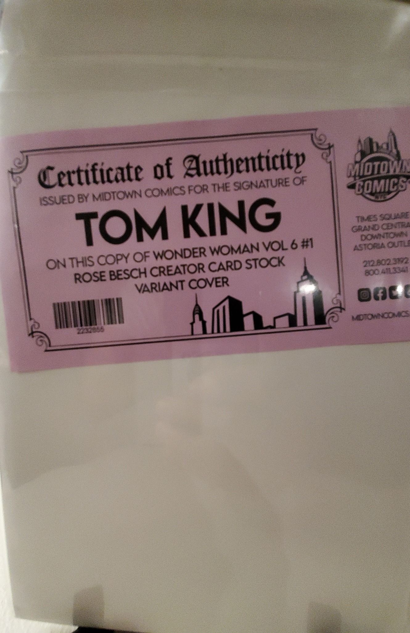 Wonder Woman #1 Rose Besch Variant TOM King Signed W/COA 2023 Dawn of ...