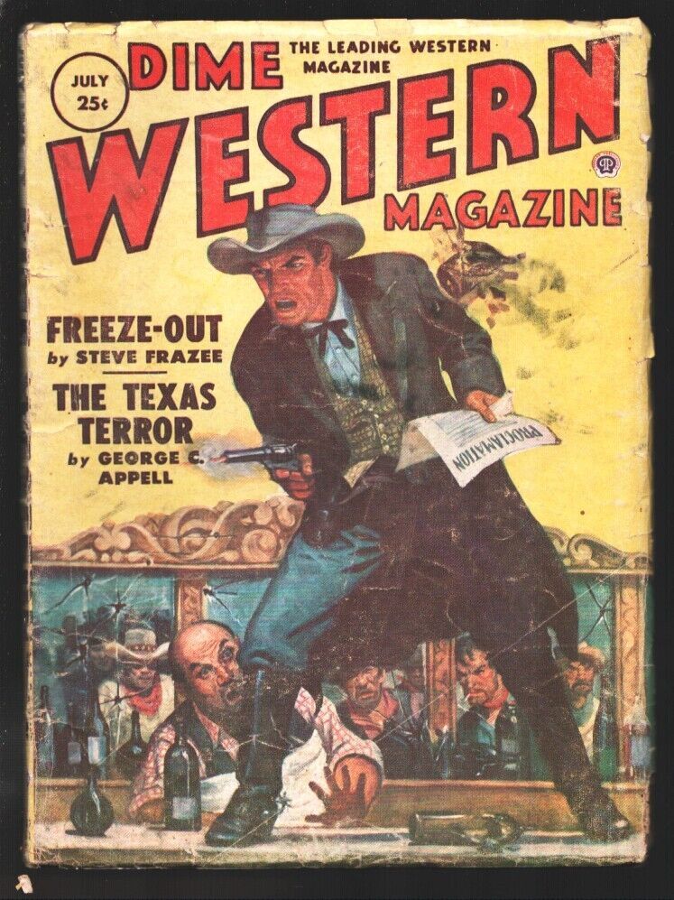 Dime Western 7/1952-Popular-Barroom gunfight cover art-Pulp fiction by ...