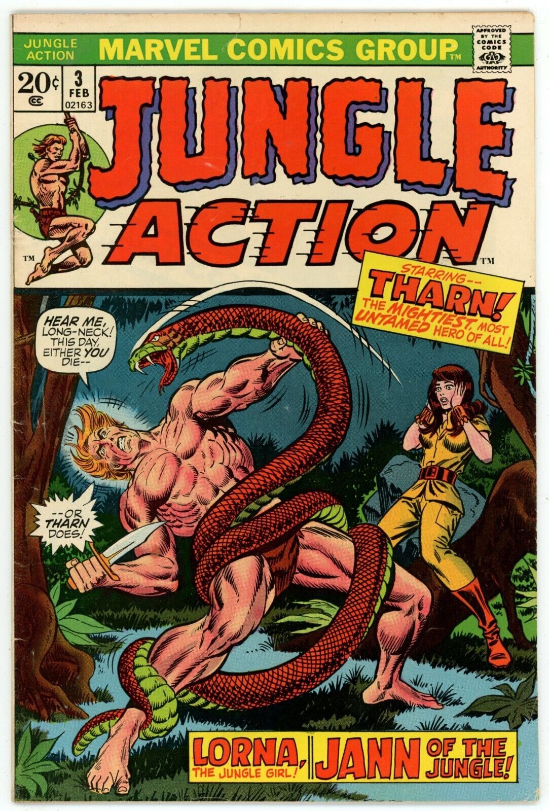 Jungle Action #3 VG 4.0 Marvel 1972 Bronze Age Jann of the Jungle Lorna ...