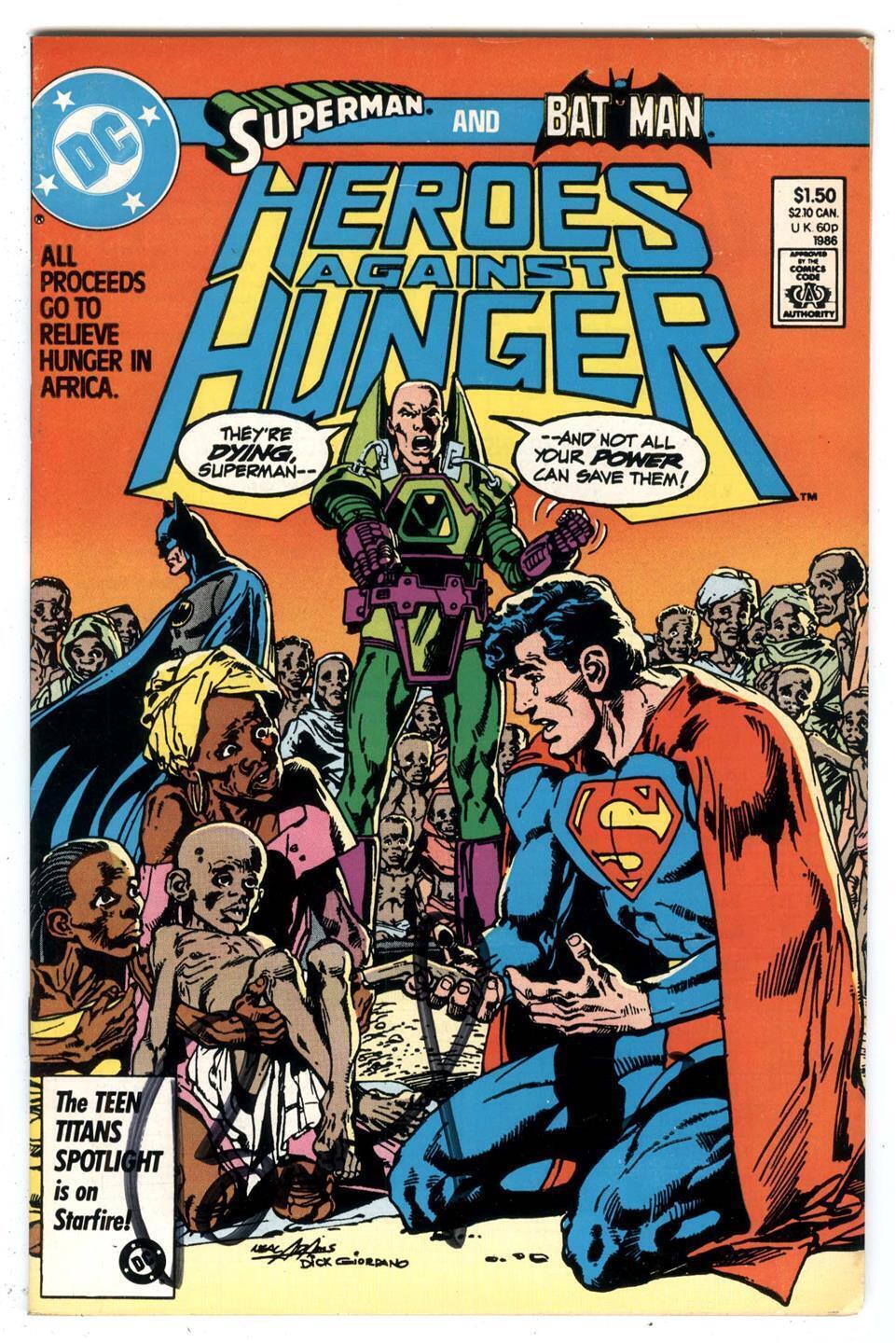 Heroes Against Hunger 1986 Superman Batman one shot Signed by Bernie ...