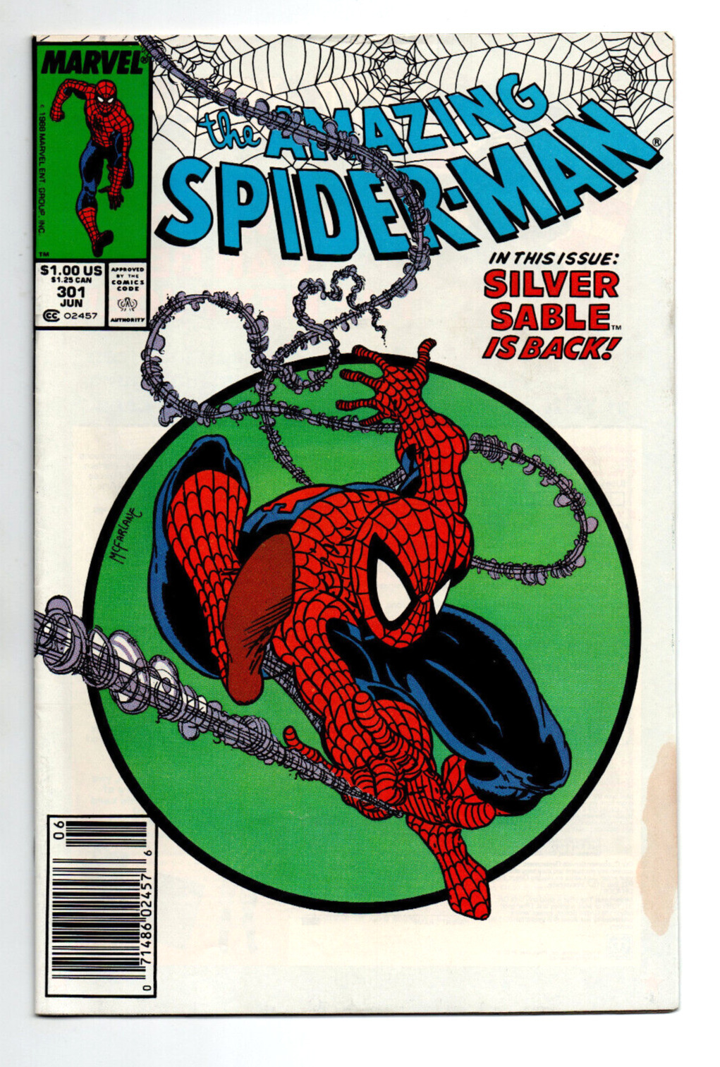 Amazing Spider-Man #301 newsstand - Silver Sable - McFarlane - 1988 ...