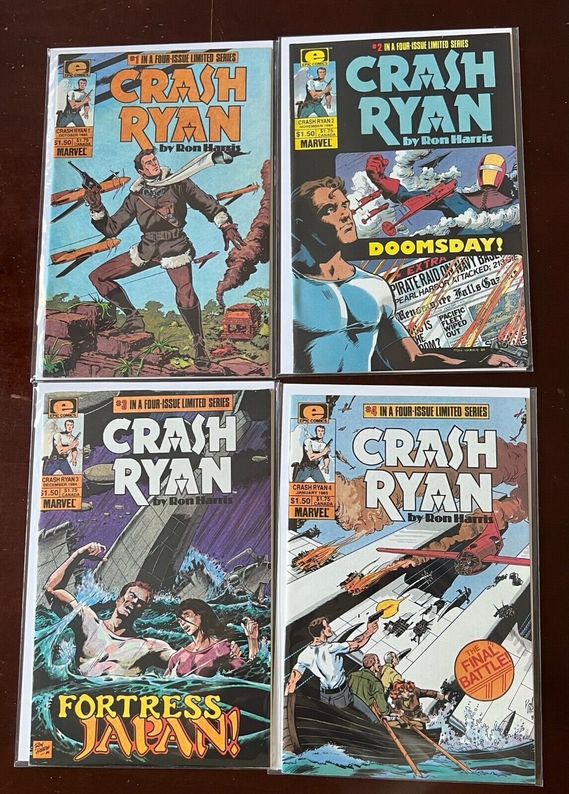 Crash Ryan set #1-4 Epic 4 different books average 8.0 VF (1984 to 1985 ...