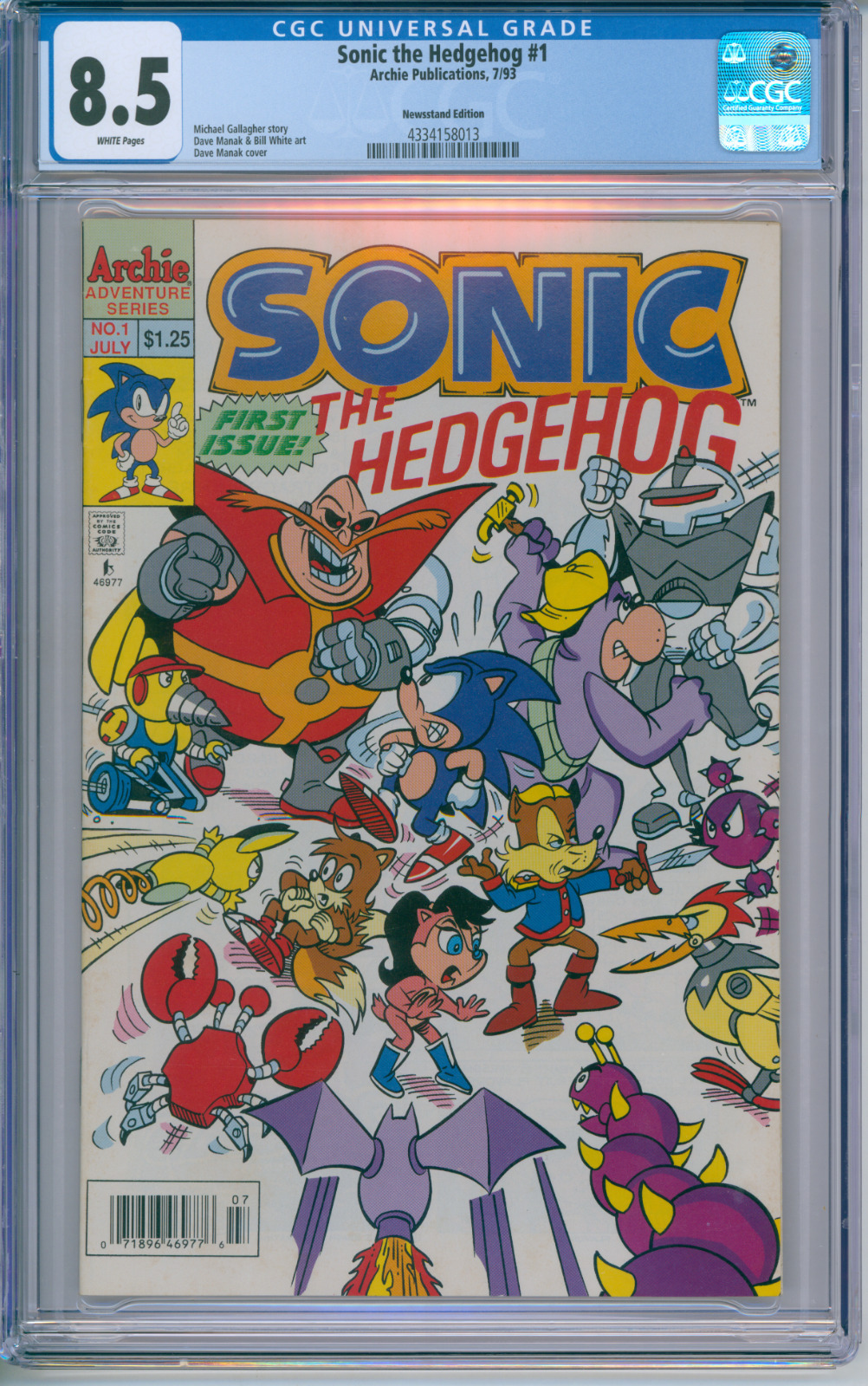 Sonic The Hedgehog #1 CGC 8.5 Archie Publications 1993 Newsstand ...