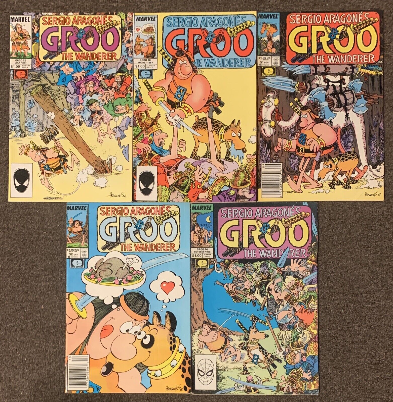 Sergio Aragones Groo The Wanderer #29,30,31,32,44 1987 Marvel Epic Lot ...