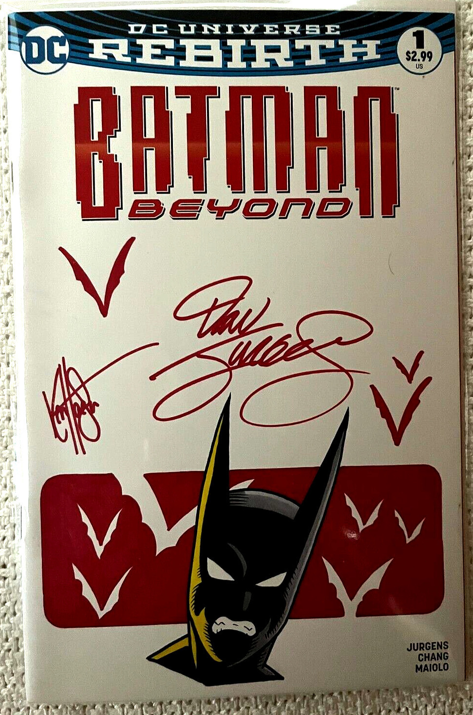 Dc~Batman Beyond #1 Rebirth~Ken Haeser Sketched & Signed by Jurgens W ...
