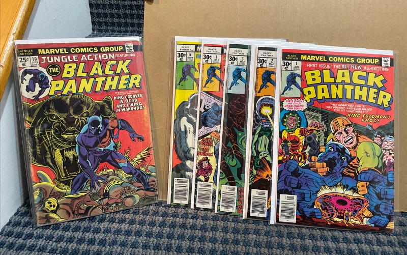 1976-77 BLACK PANTHER Comics,Marvel #1-5 w/King Cadaver,+Jungle Action ...
