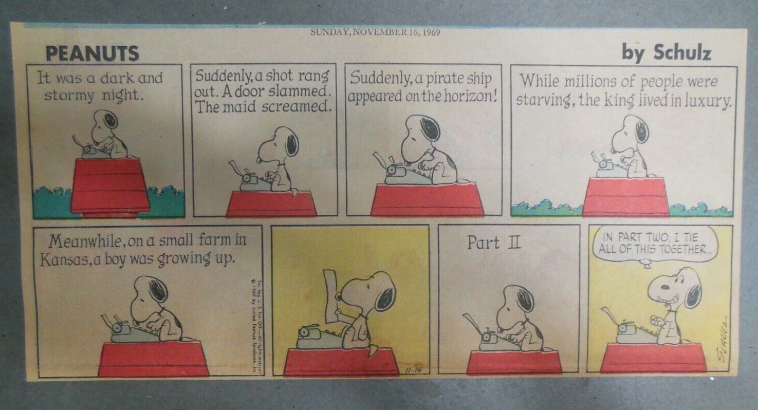 Peanuts Sunday Page by Charles Schulz from 11/16/1969 Size: ~7.5 x 15 ...