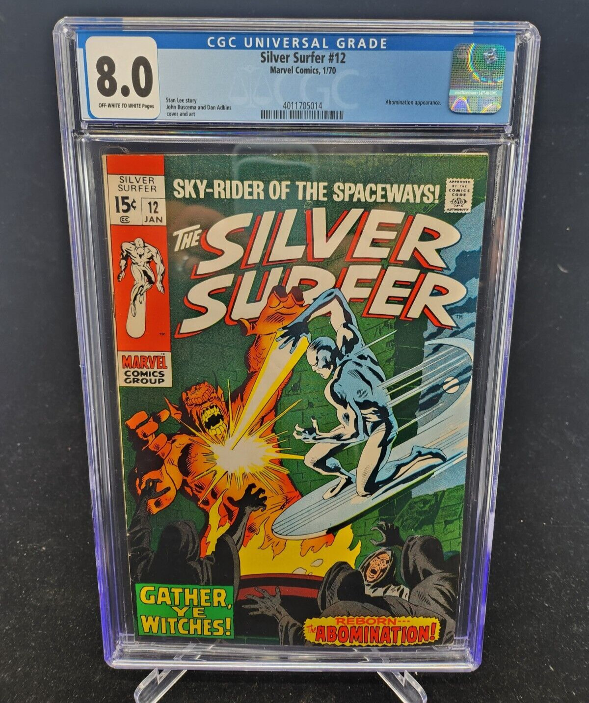 Silver Surfer #12 - Abomination App / Buscema & Adkins Cover+Art (CGC 8 ...