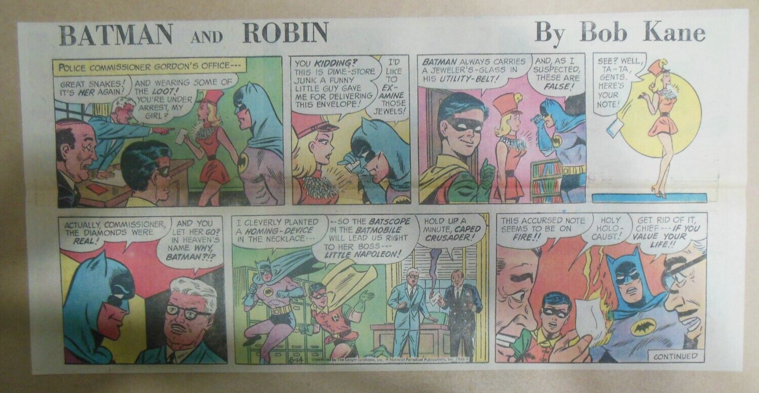 Batman Sunday by Bob Kane from 8/14/1966 Size: 7.5 x 15 inches Little ...