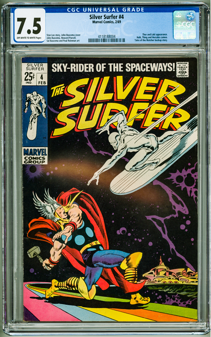 The Silver Surfer #4 (1969) CGC 7.5! OWW Pages! | Comic Books - Silver ...