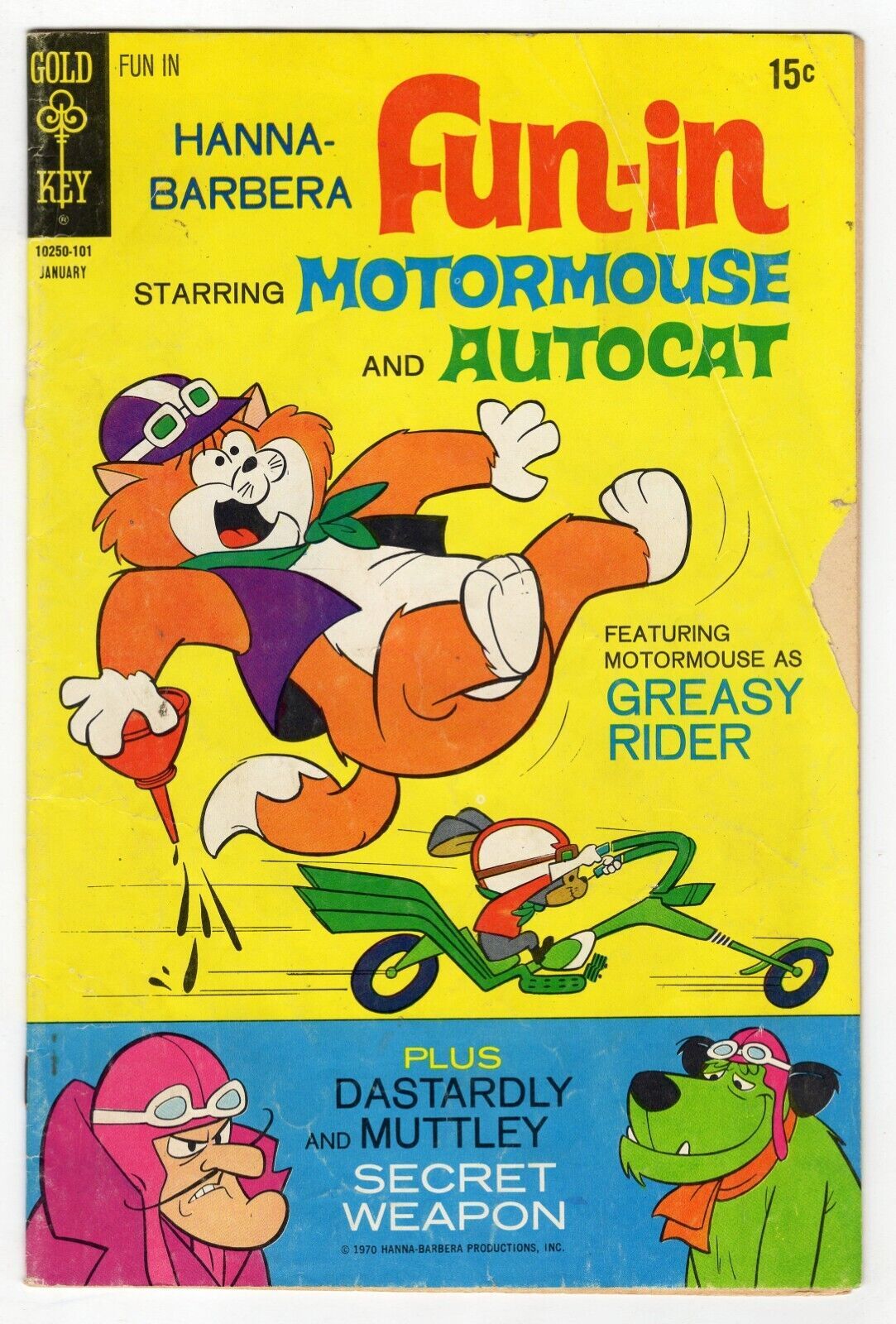 Fun-In #5 VINTAGE 1971 Gold Key Comics Motormouse Autocat Dastardly ...