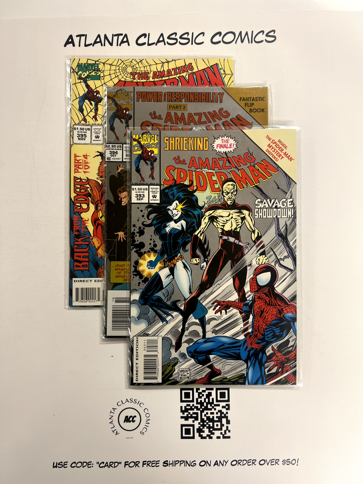 3 The Amazing Spiderman Marvel Comic Books #393 394 395 Thor Avengers ...