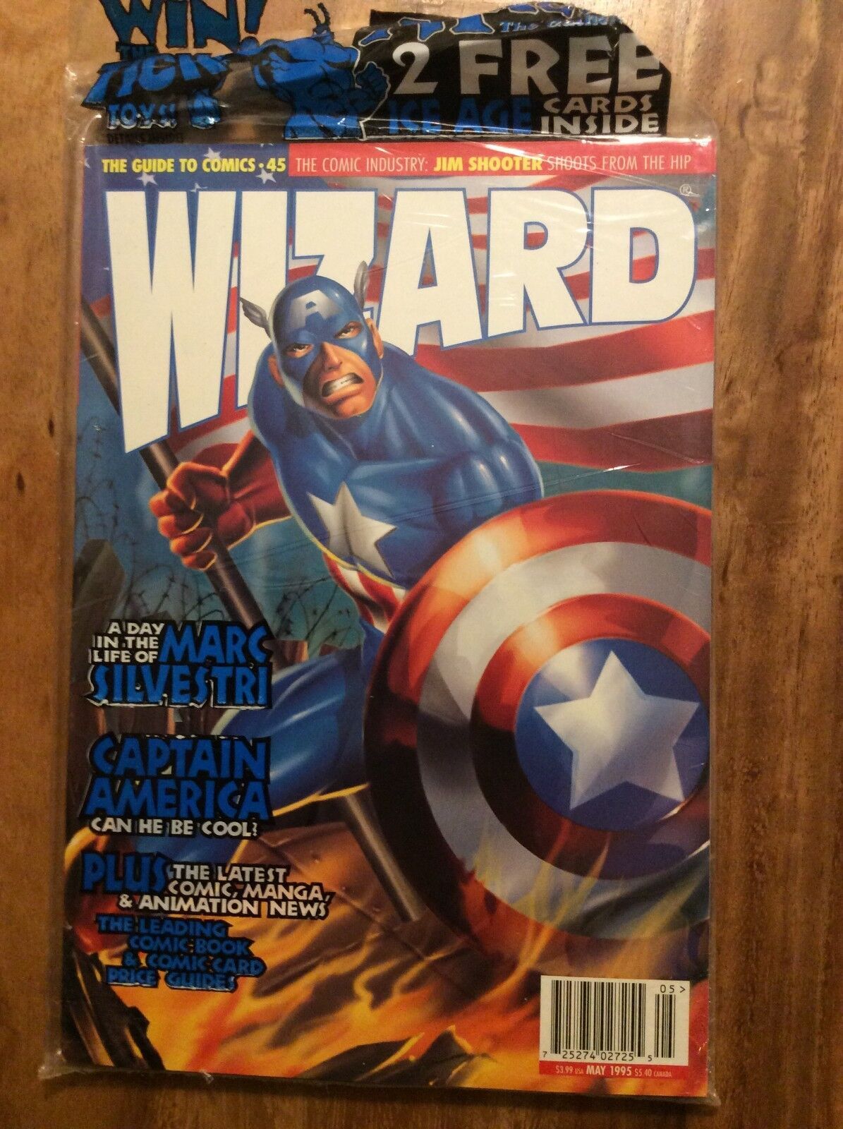 Wizard MAY 1995, SEE Pics for Grade, Polybag W/ Cards Inside, Captain ...