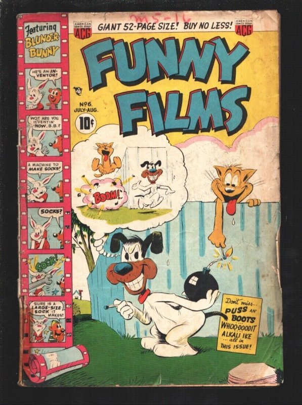 Funny Films #6 1950-ACG-Explosive cover art-Puss an' Boots appear ...
