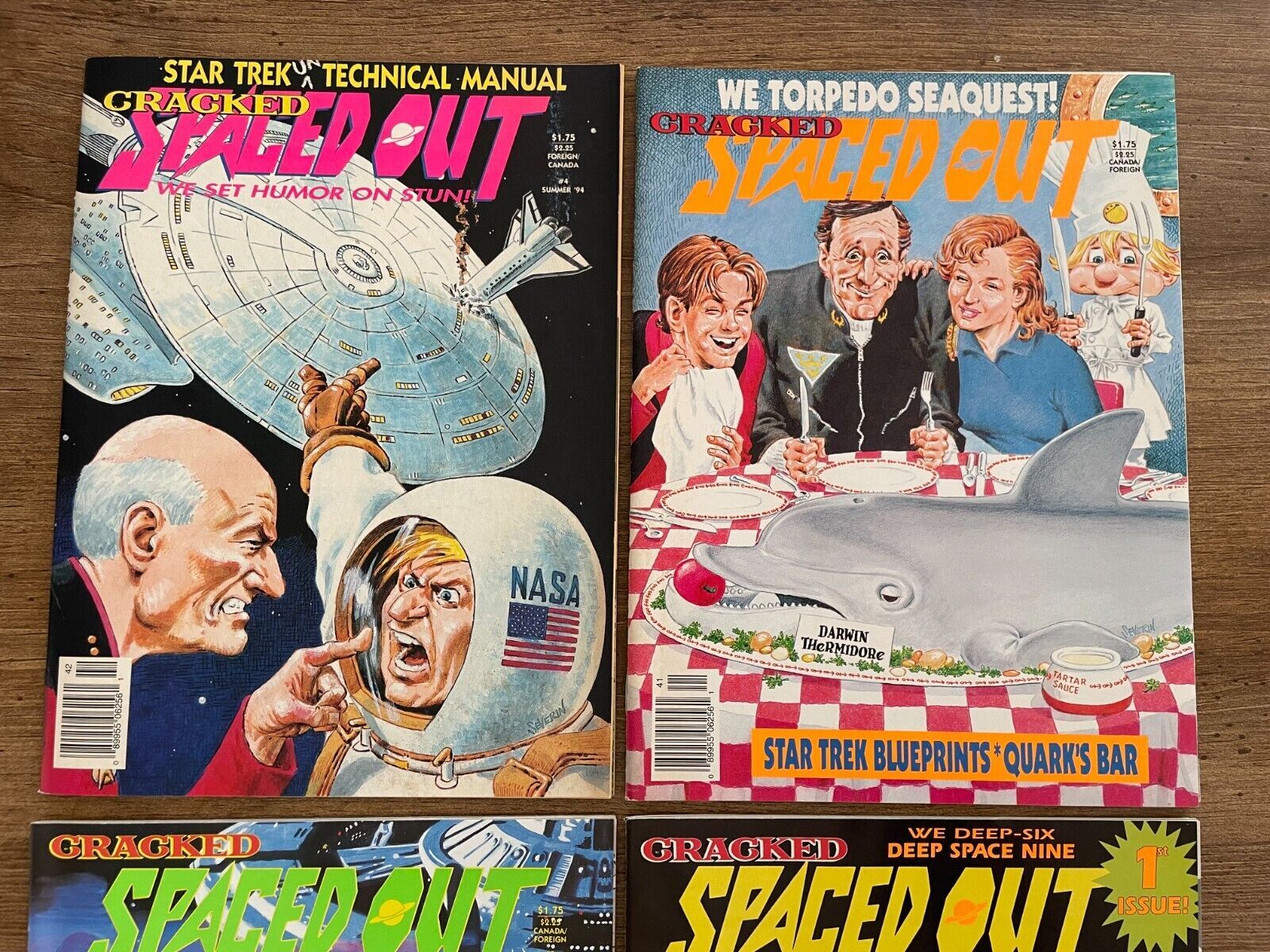 Lot Of 4 Cracked Spaced Out Sci-Fi Humor Magazines # 1 2 3 4 Star Trek ...