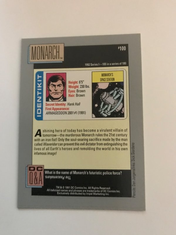 MONARCH #100 card : 1992 DC Universe Series 1, NM/M, Impel; key JLA ...