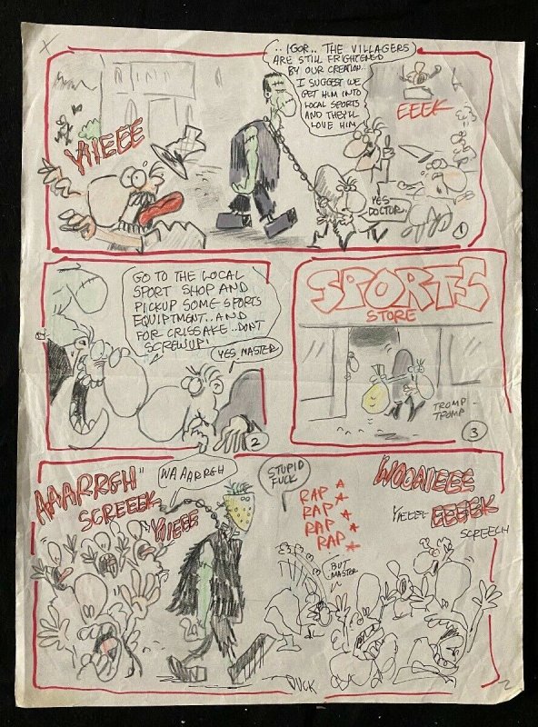 Duck Edwing Original Frankenstein comic gag art - MAD Magazine | Comic ...