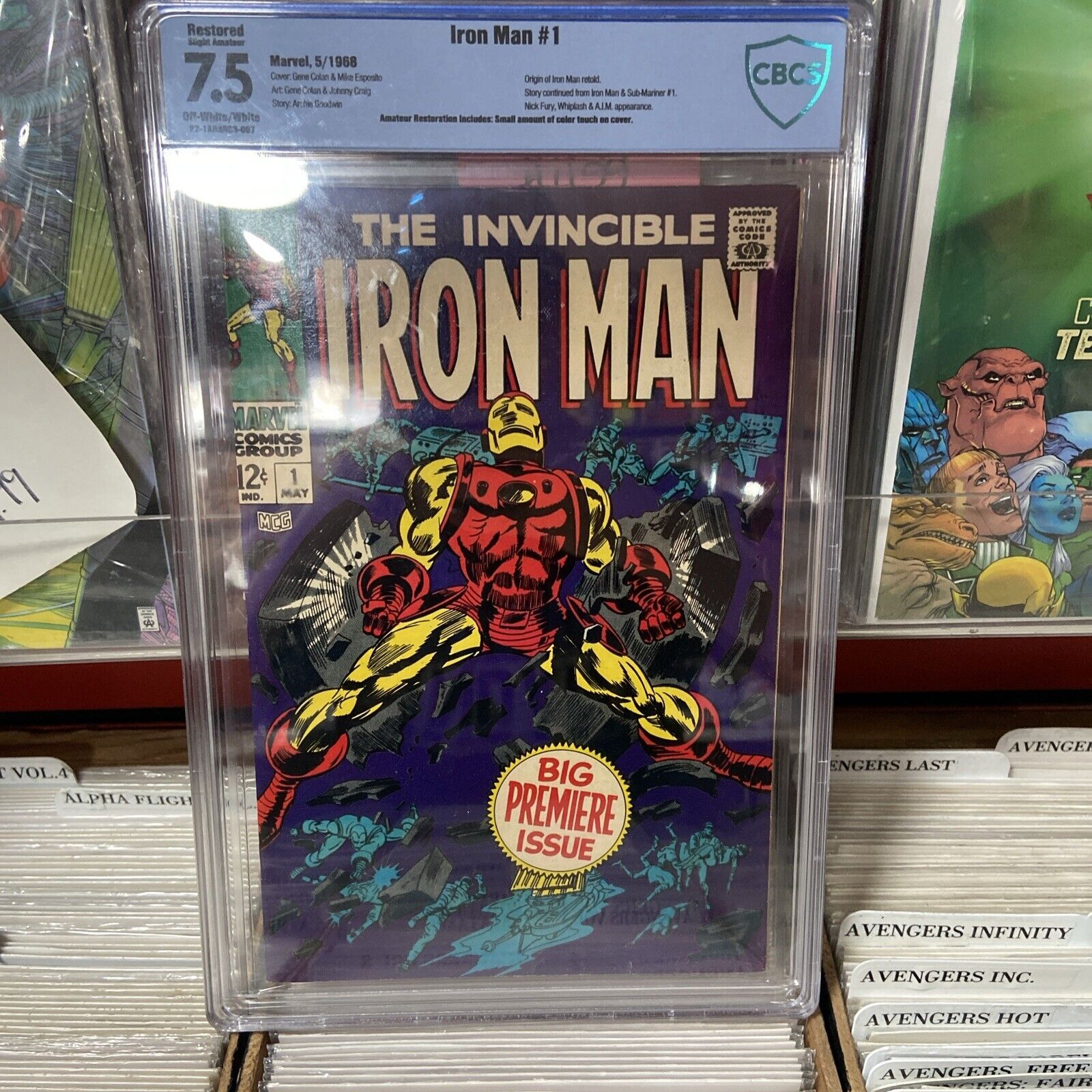 Iron Man #1 CBCS 7.5 RESTORED! Marvel 1968 SILVER AGE KEY! | Comic ...