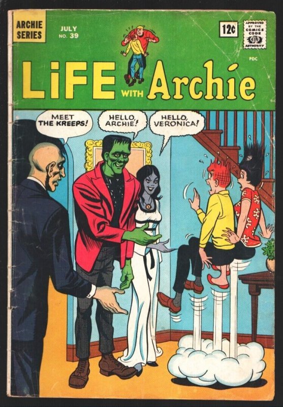 Life With Archie #39 1965-Frankenstein horror cover & story appearance ...