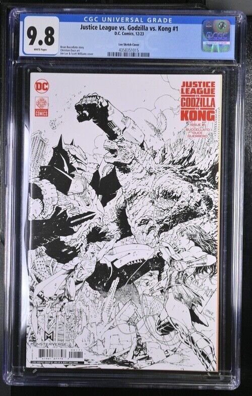 Justice League VS Godzilla VS Kong #1 1:100 JIM LEE B/W Variant Cover ...