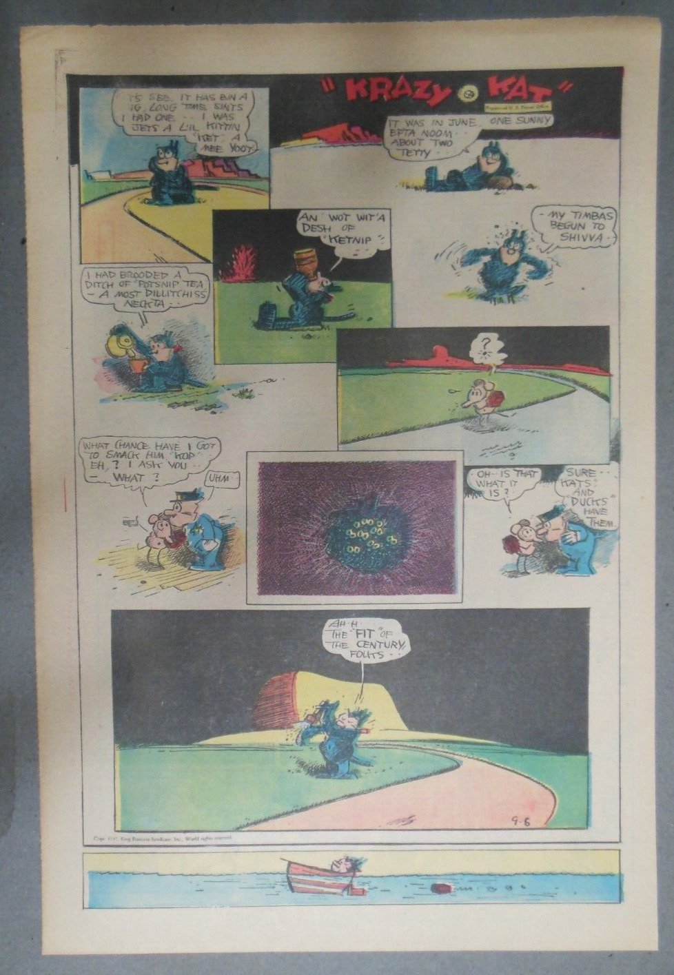 Krazy Kat Sunday Page by George Herriman from 9/6/1942 Size: 11 x 15 ...
