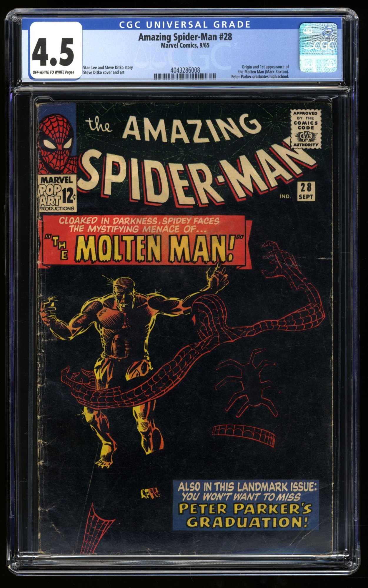 Amazing Spider-Man #28 CGC VG+ 4.5 1st Appearance Molten Man! | Comic ...