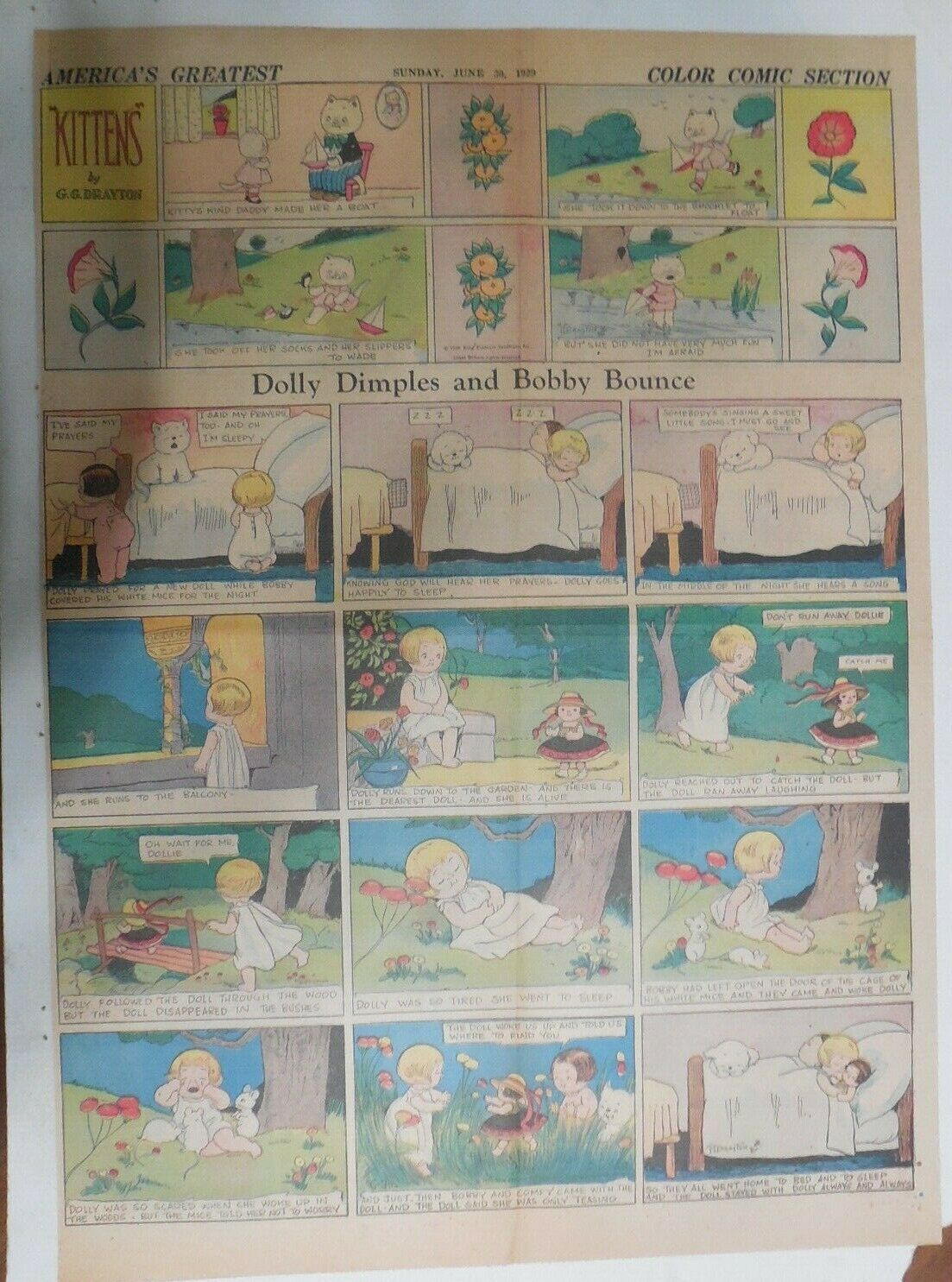 Dolly Dimples Sunday by Grace Drayton from 6/30/1929 Full Page Size ...