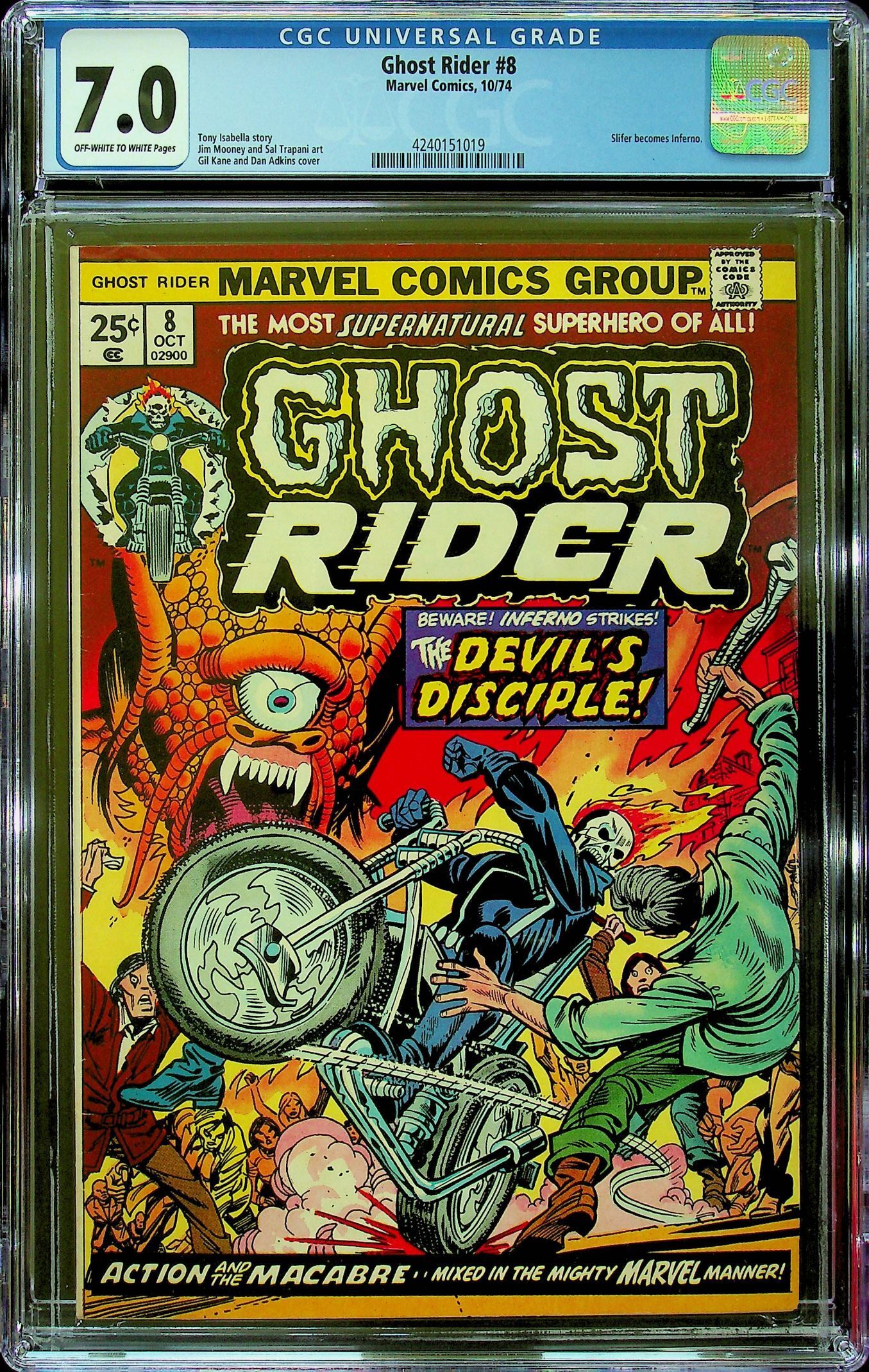 Ghost Rider #8 (1974) - CGC 7.0 - Cert #4240151019 | Comic Books ...