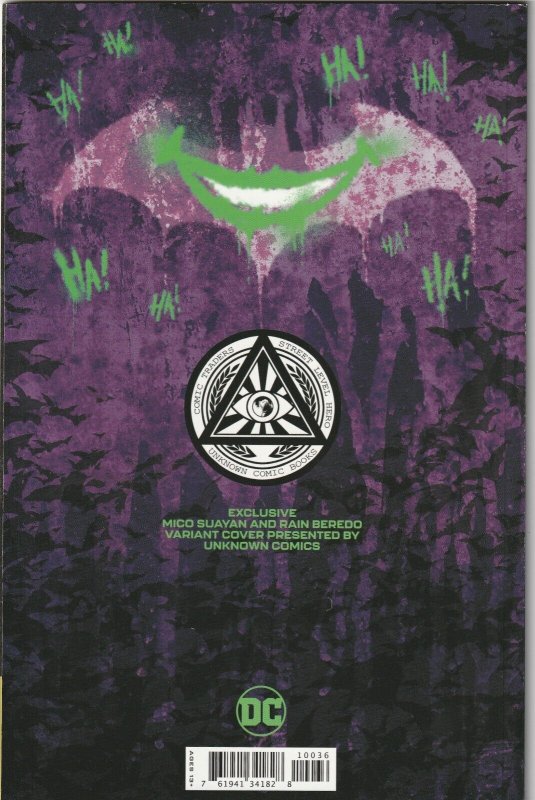 Batman # 100 Unknown Comics Mico Suayan Variant Cover NM DC Joker War ...
