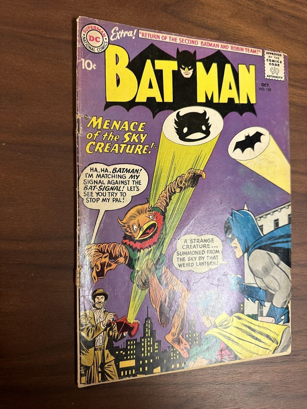 Batman #135 GD/VG “The Menace of The Sky Creature”(DC Comics 1960 ...