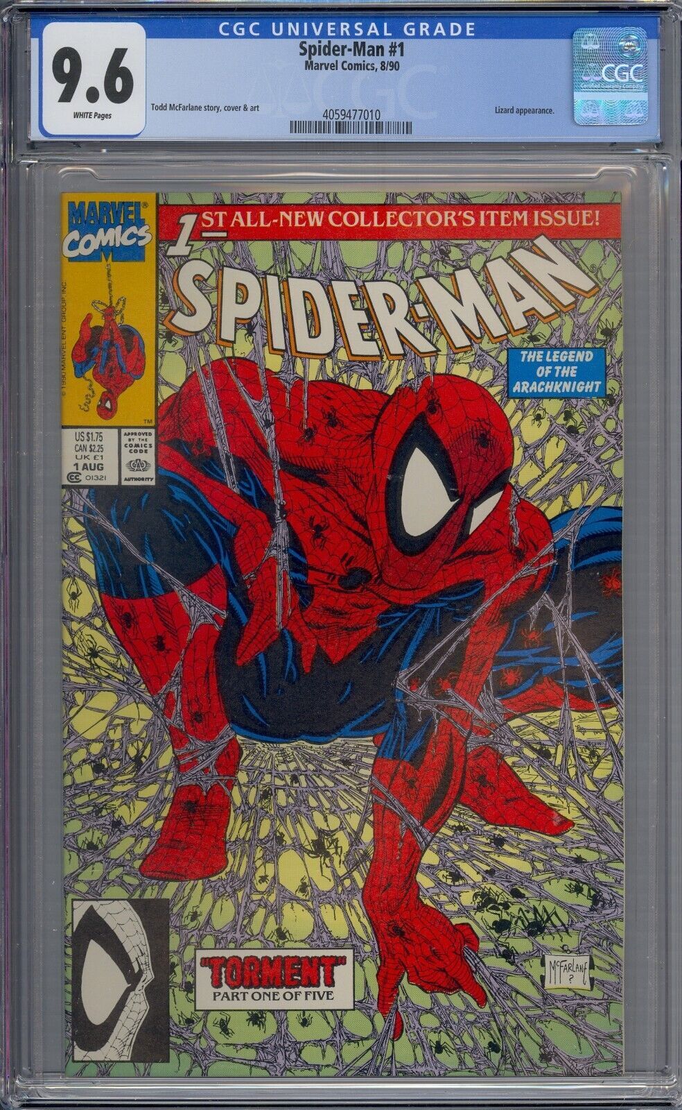 Spider-Man #1 CGC 9.6 Lizard Todd Mcfarlane White Pages | Comic Books ...