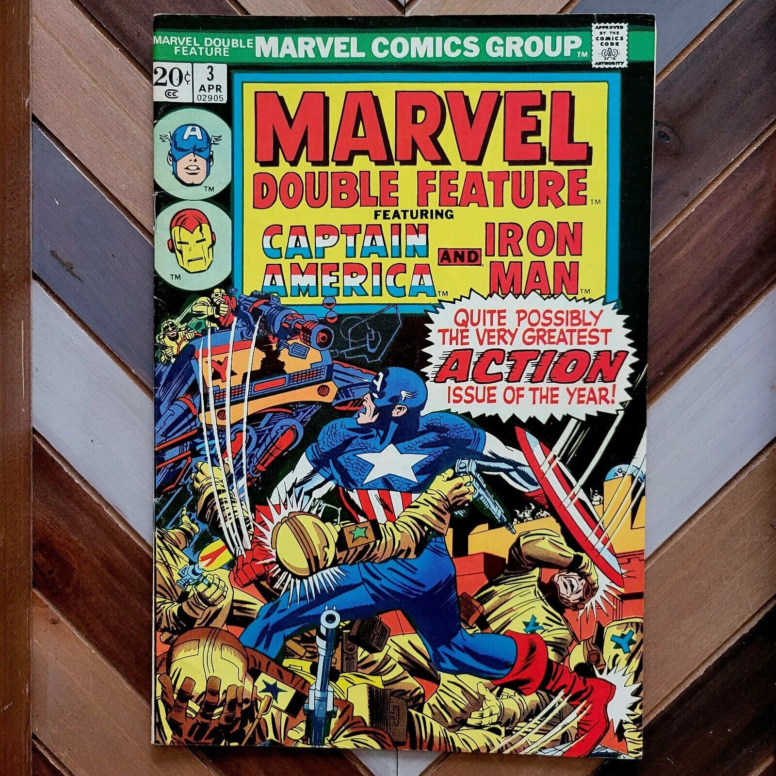 Marvel Double Feature #3 FN/VF (Marvel 1974) CAPTAIN AMERICA, IRON MAN ...