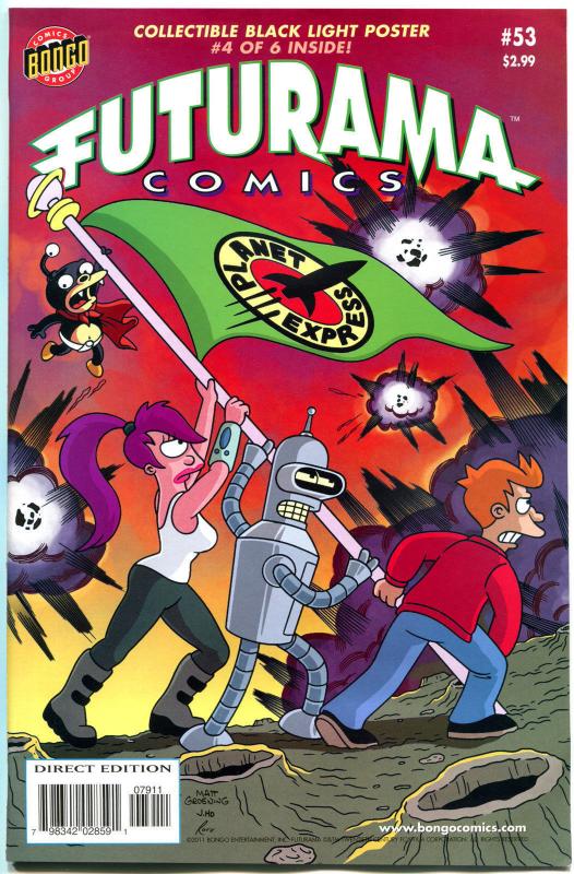 FUTURAMA #51 52 53, VF, w/ Black Light Poster, Bongo, Fry, Bender ...