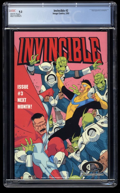 Invincible (2003) #2 CGC NM- 9.2 1st Robot Rex Plode, Atom Eve and ...