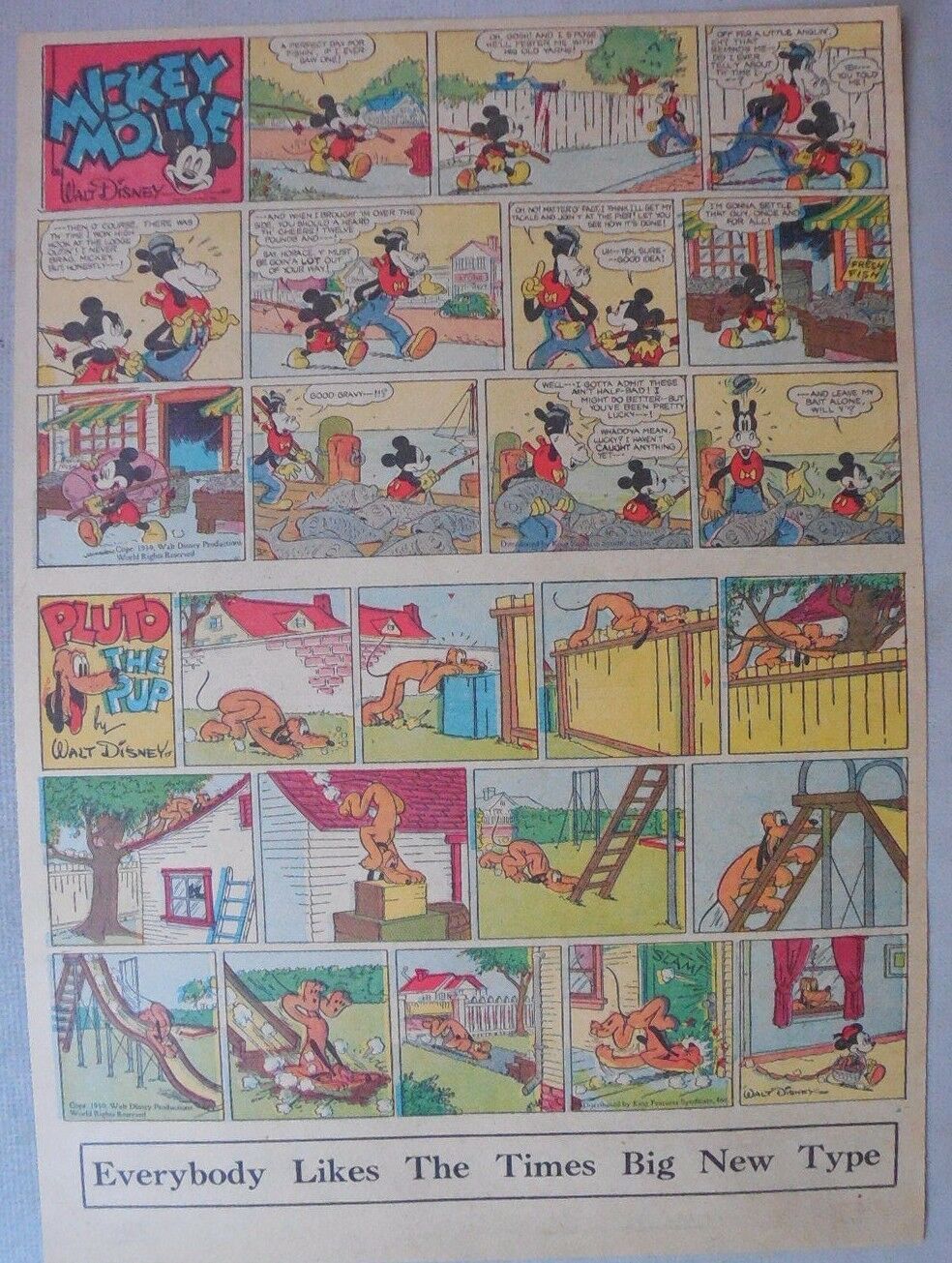 Mickey Mouse Sunday Page by Walt Disney from 7/16/1939 Tabloid Page ...