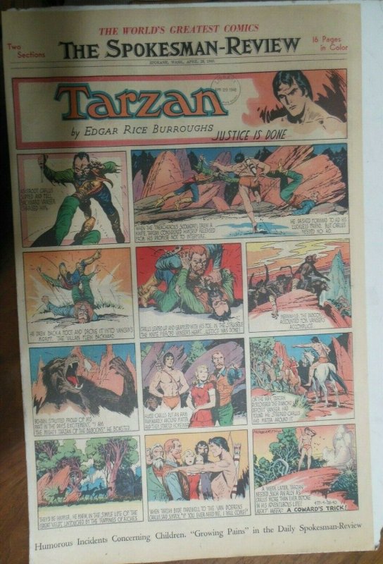 Tarzan Sunday Page #477 Burne Hogarth from 4/28/1940 Very Rare ! Full ...