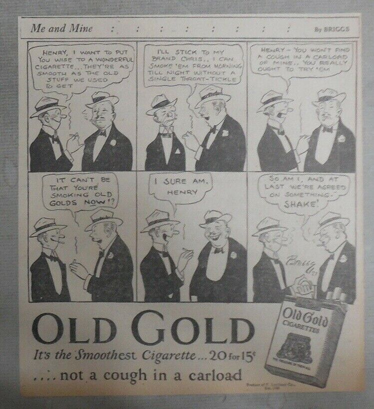 Old Gold Cigarette Ad: 3 Claire Briggs Old Gold Comic Ads 1927 Size 8 x ...