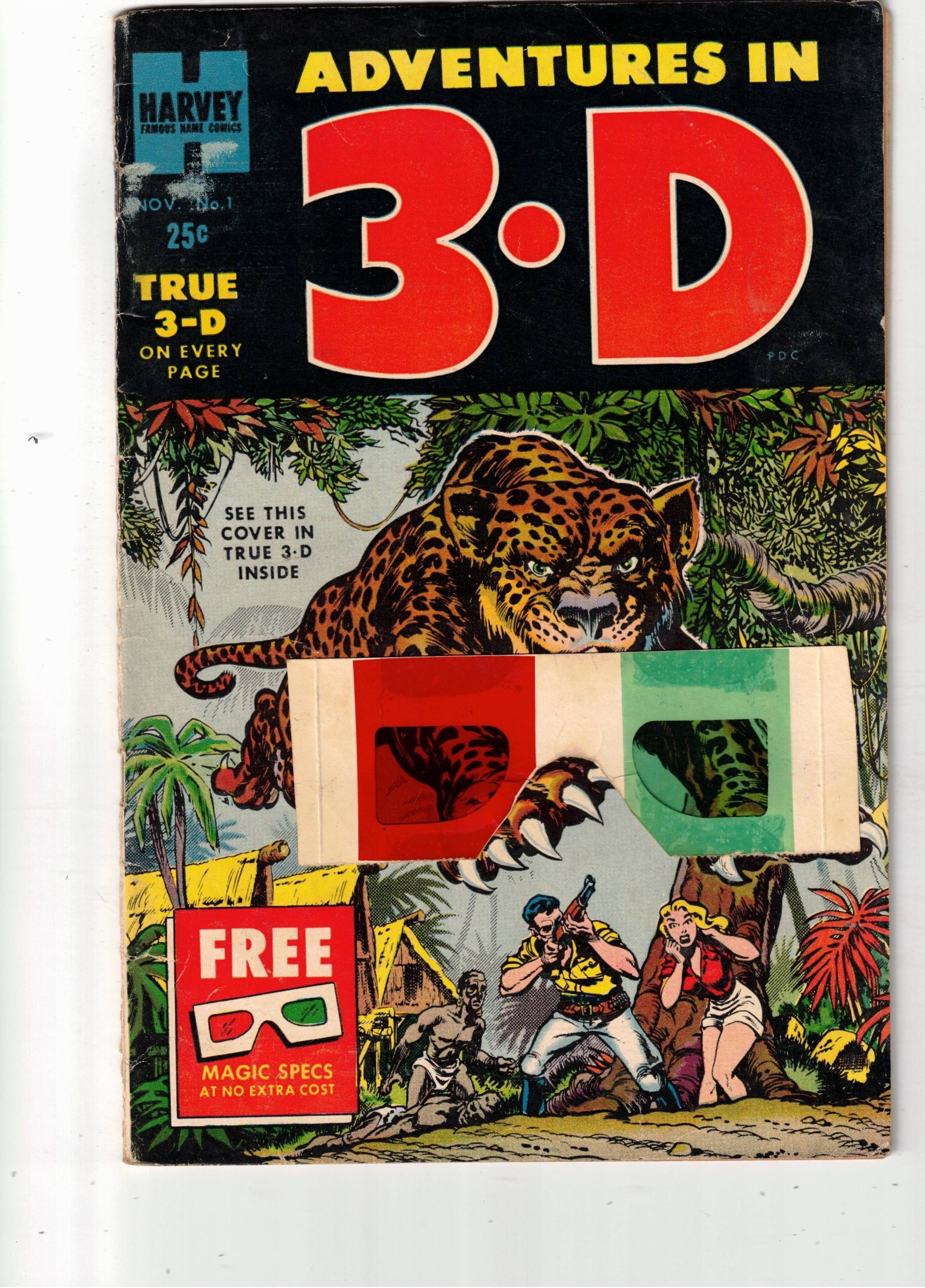 Adventures in 3-D #1 (1953) Rare Golden-Age 3D comic with pair of ...