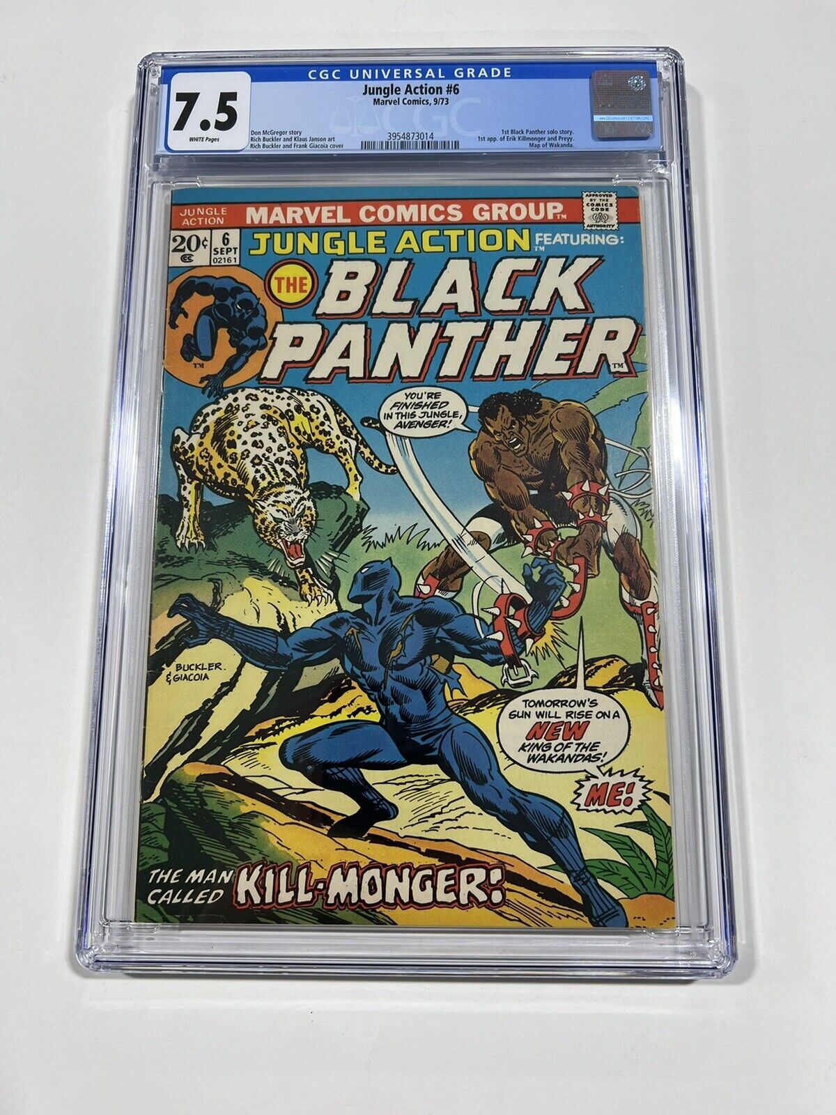 Jungle Action 6 CGC 7.5 White Pages 1st Black Panther Solo Marvel 1973 ...