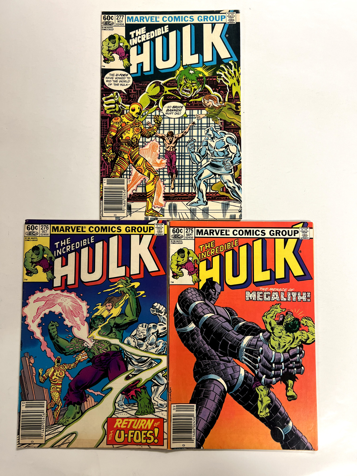3 The Incredible Hulk Marvel Comic Books #275 276 277 Avengers Hulk ...