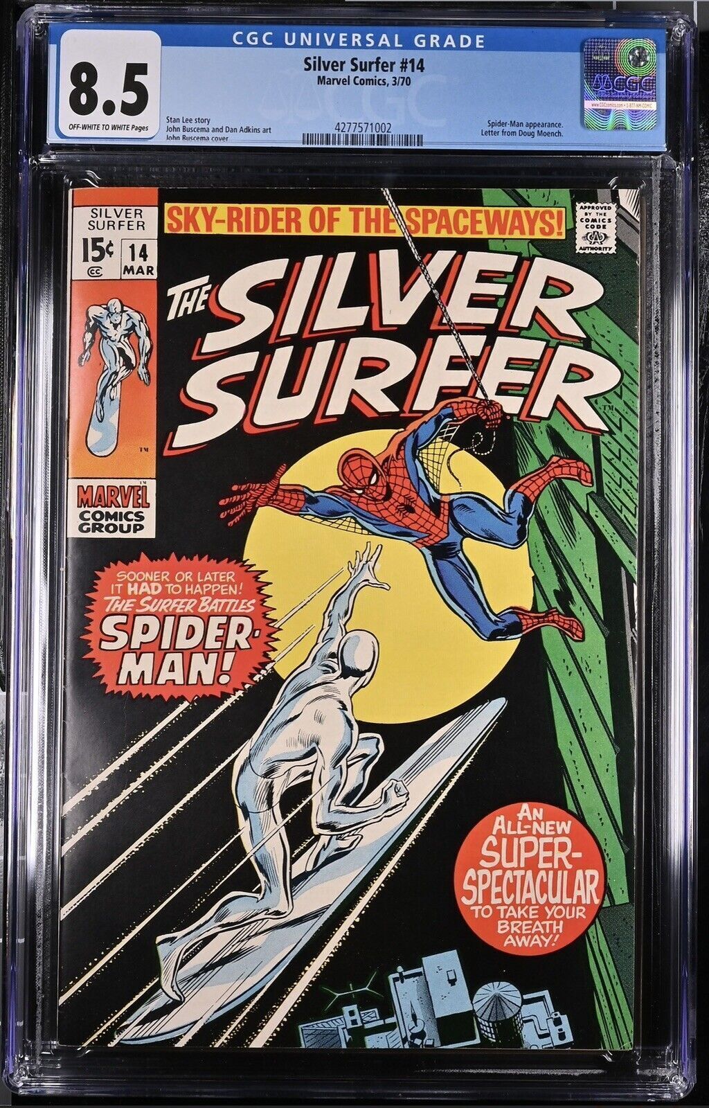 Silver Surfer 14 CGC 8.5 1970 Classic Spider-Man VS Silver Surfer ...