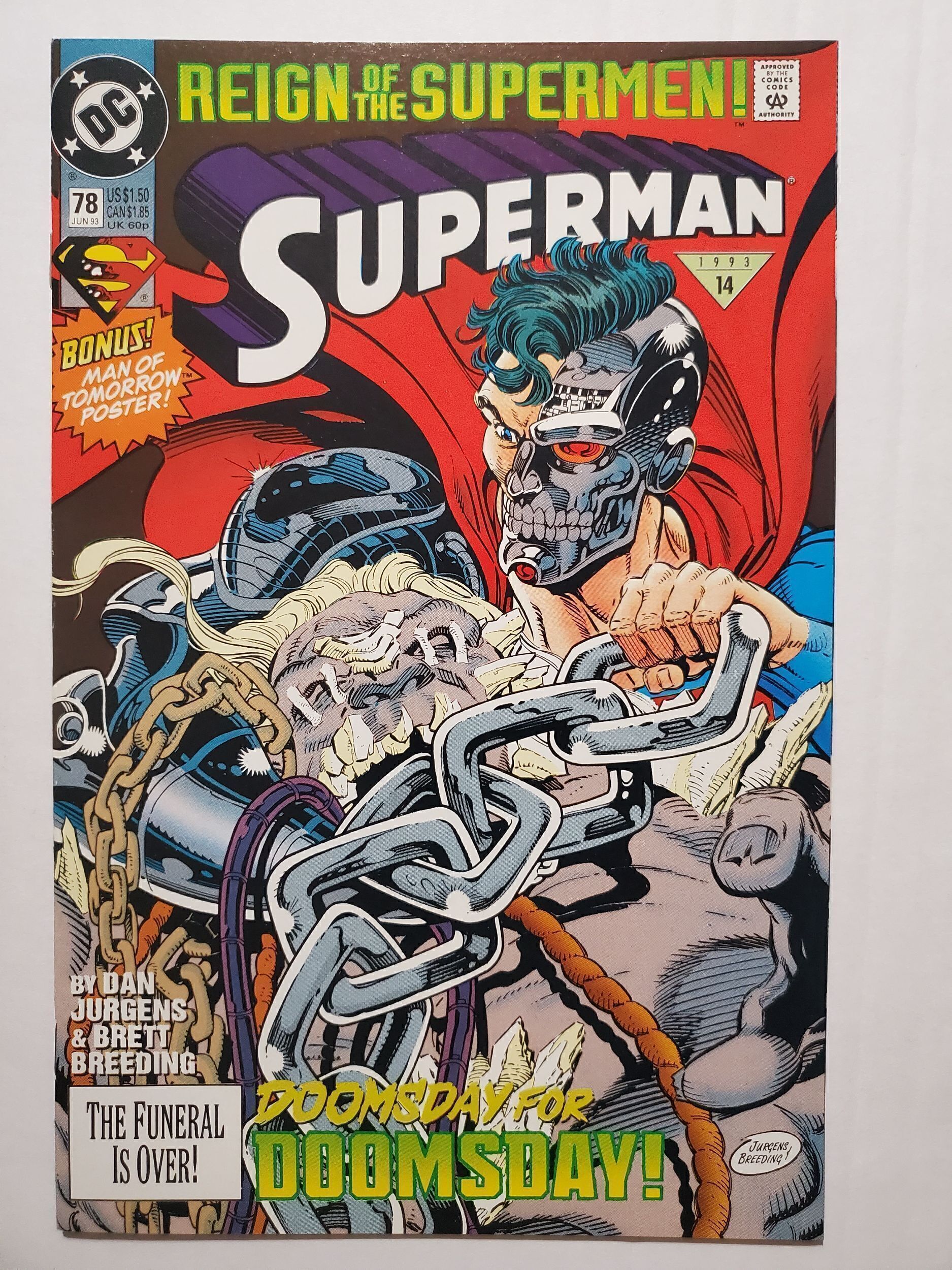 Superman #78 (1993) KEY NM- 1st Solo Story Featuring Cyborg Superman ...